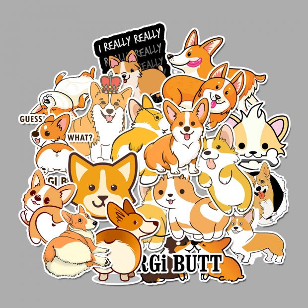 50 Pieces Per Pack Waterproof Kawaii Corgi Stickers – My Heart Teddy