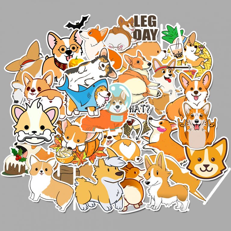 50 Pieces Per Pack Waterproof Kawaii Corgi Stickers – My Heart Teddy
