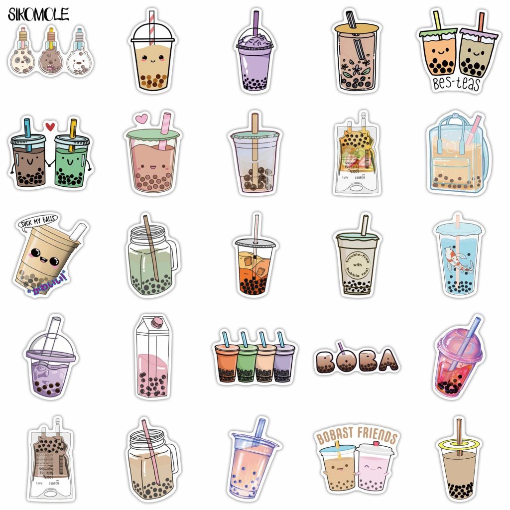 Kawaii Boba Tea Stickers – My Heart Teddy